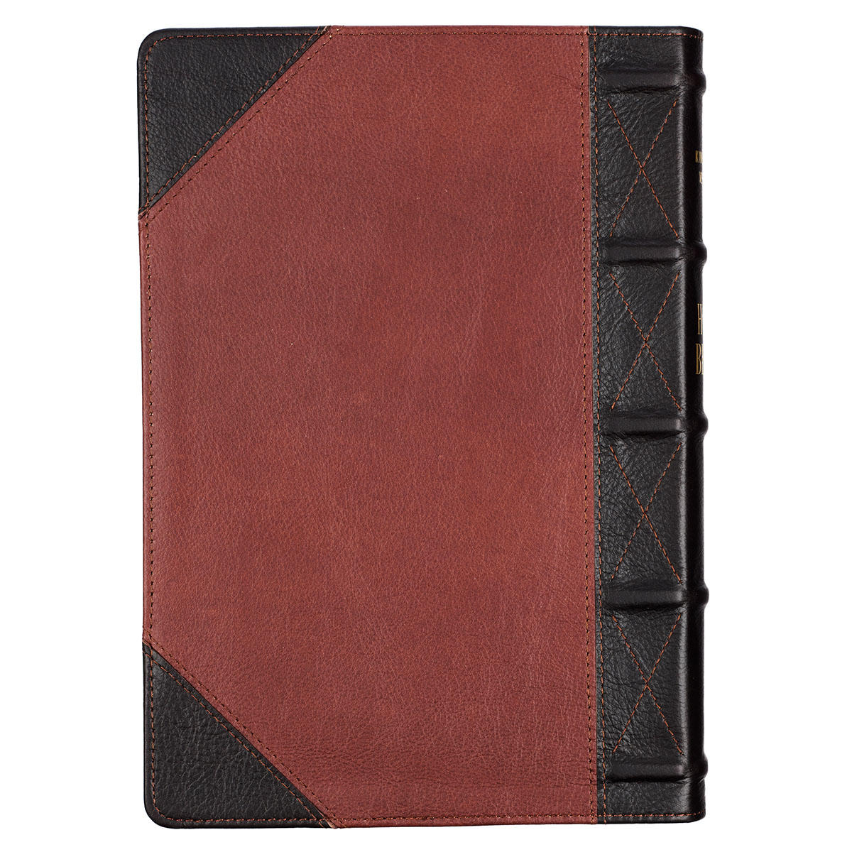 KJV Brandy & Dark Brown Genuine African Leather Bible Giant Print ...