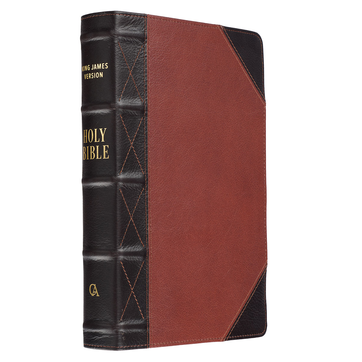 KJV Brandy & Dark Brown Genuine African Leather Bible Giant Print ...